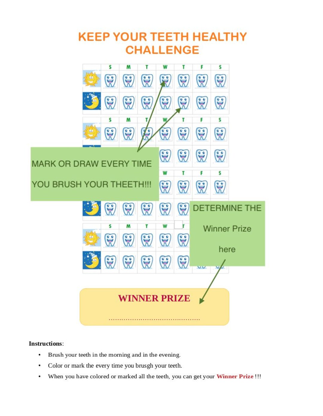 Kids Brush Teeth Calendar - Etsy