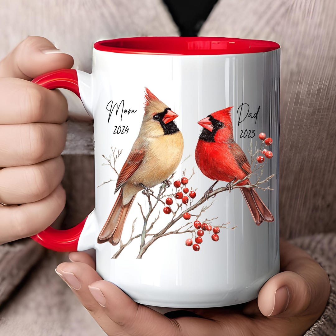 Personalized Male and Female Cardinals Mug, Red Cardinal Memorial Gift ...