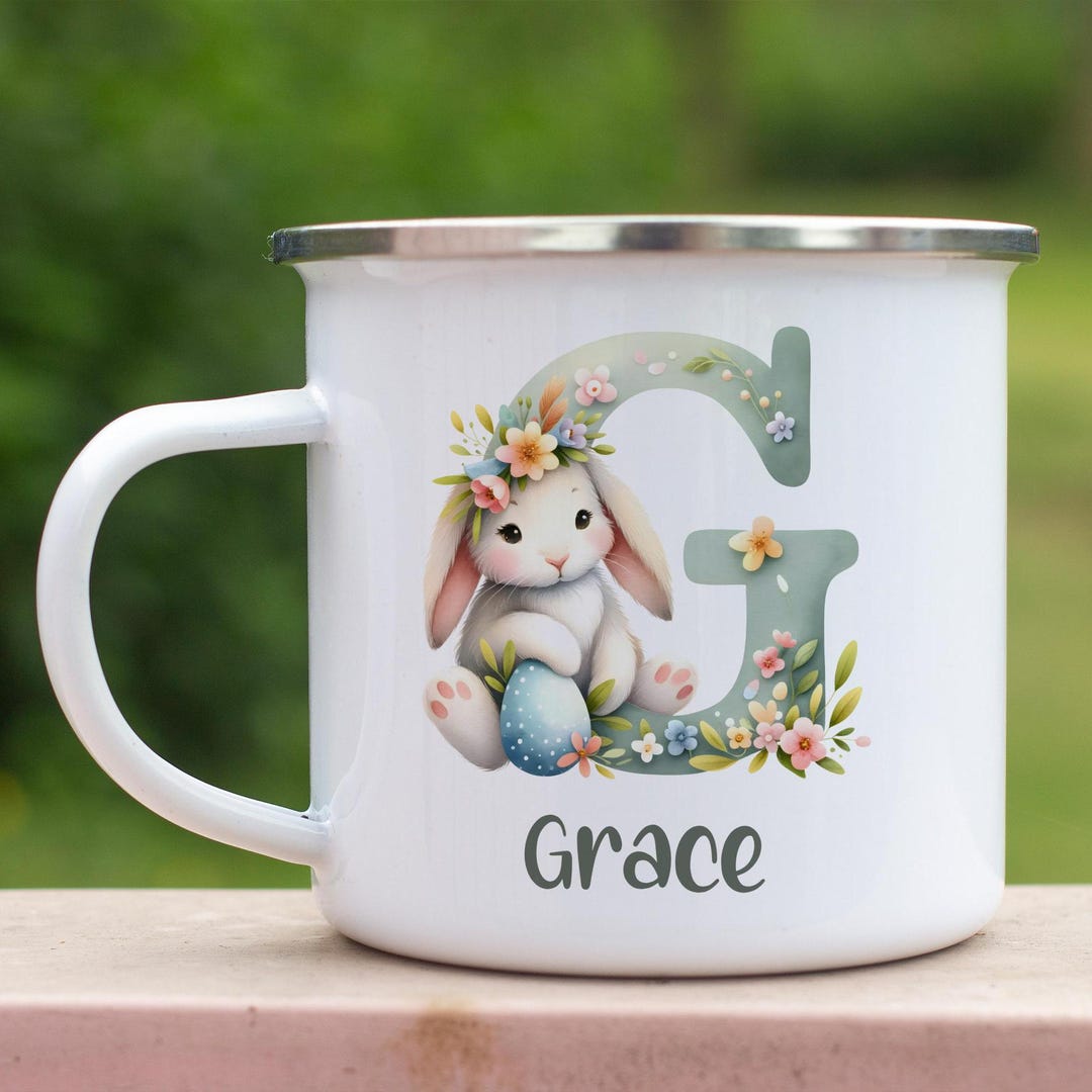Personalized Easter Bunny Mug With Name, Custom Cute Rabbit Coffee Cup ...