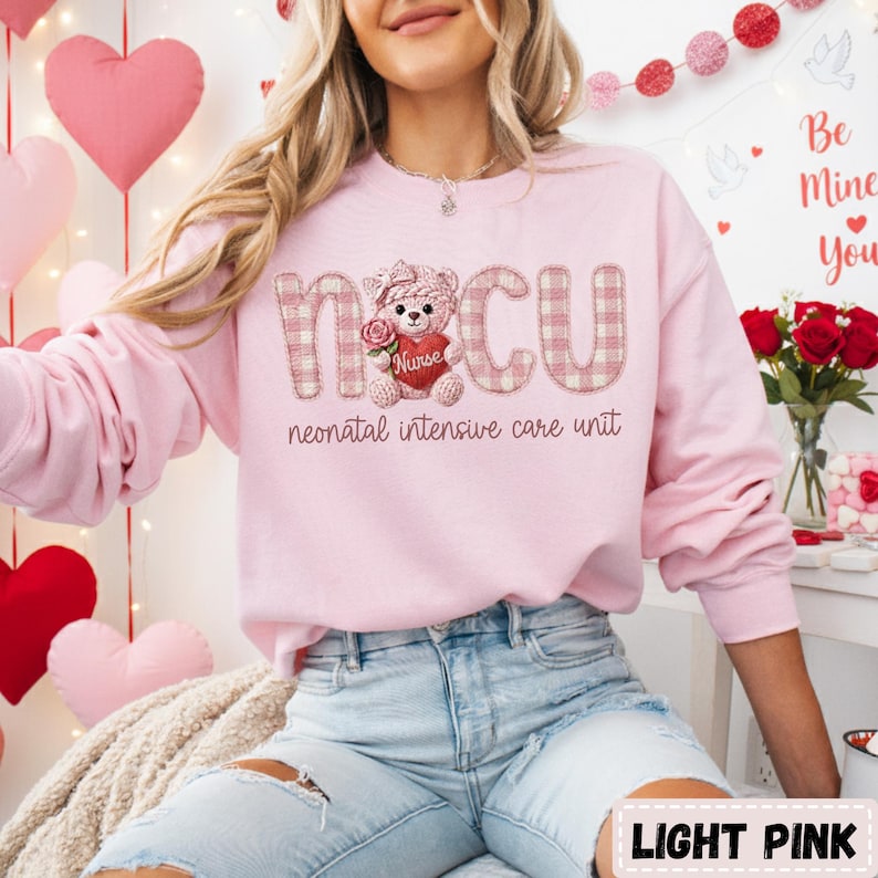 NICU Valentine Sweatshirt, Neonatal ICU Valentines Day Shirt With Cute ...