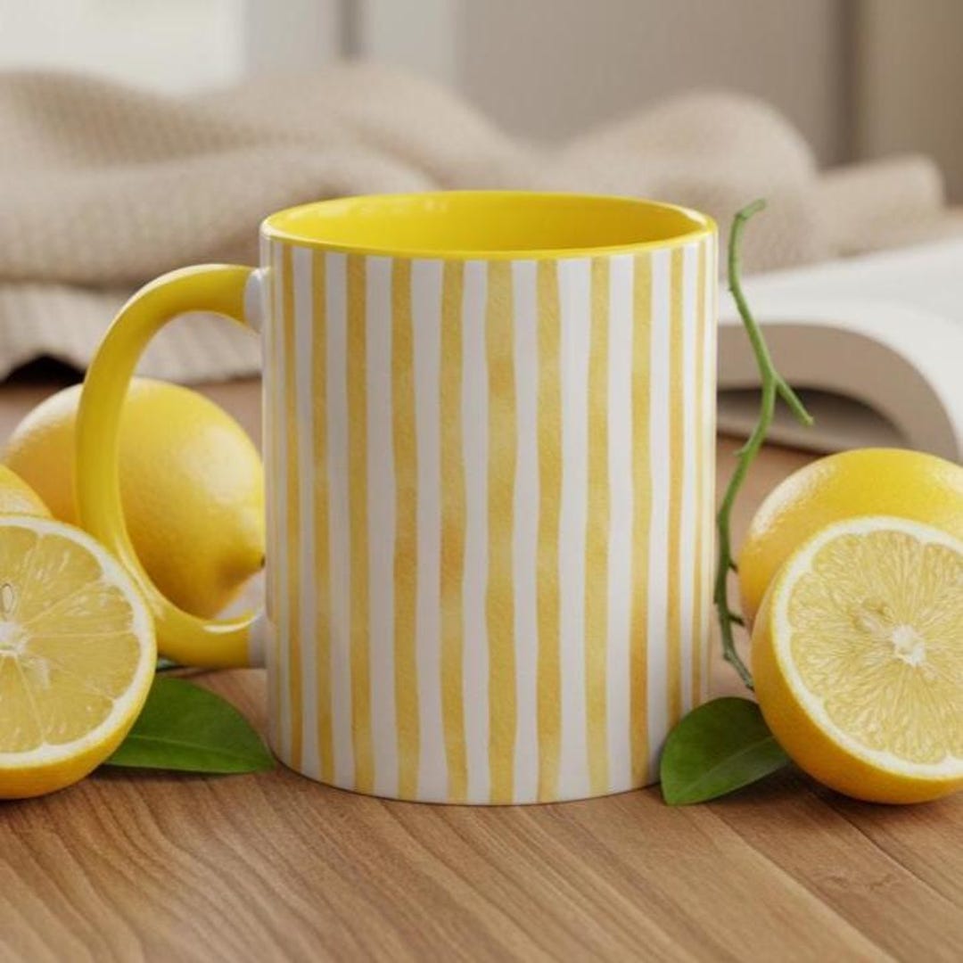 Striped Ceramic Mug, Modern Housewarming Coffee Cup With Stripes ...