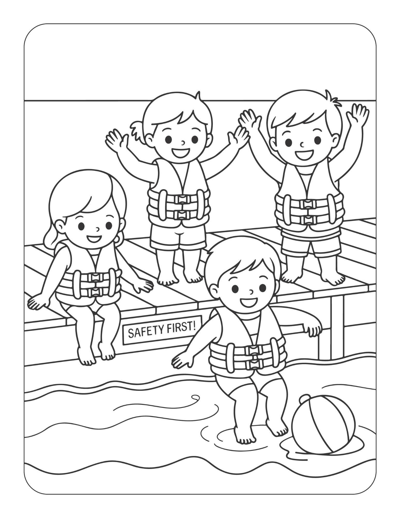 Water Safety Coloring Book: AR Messages, Fun Facts & Trivia - Etsy