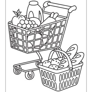 Supermarket Adventure Coloring and Activity Book: With Fun Facts, Math ...
