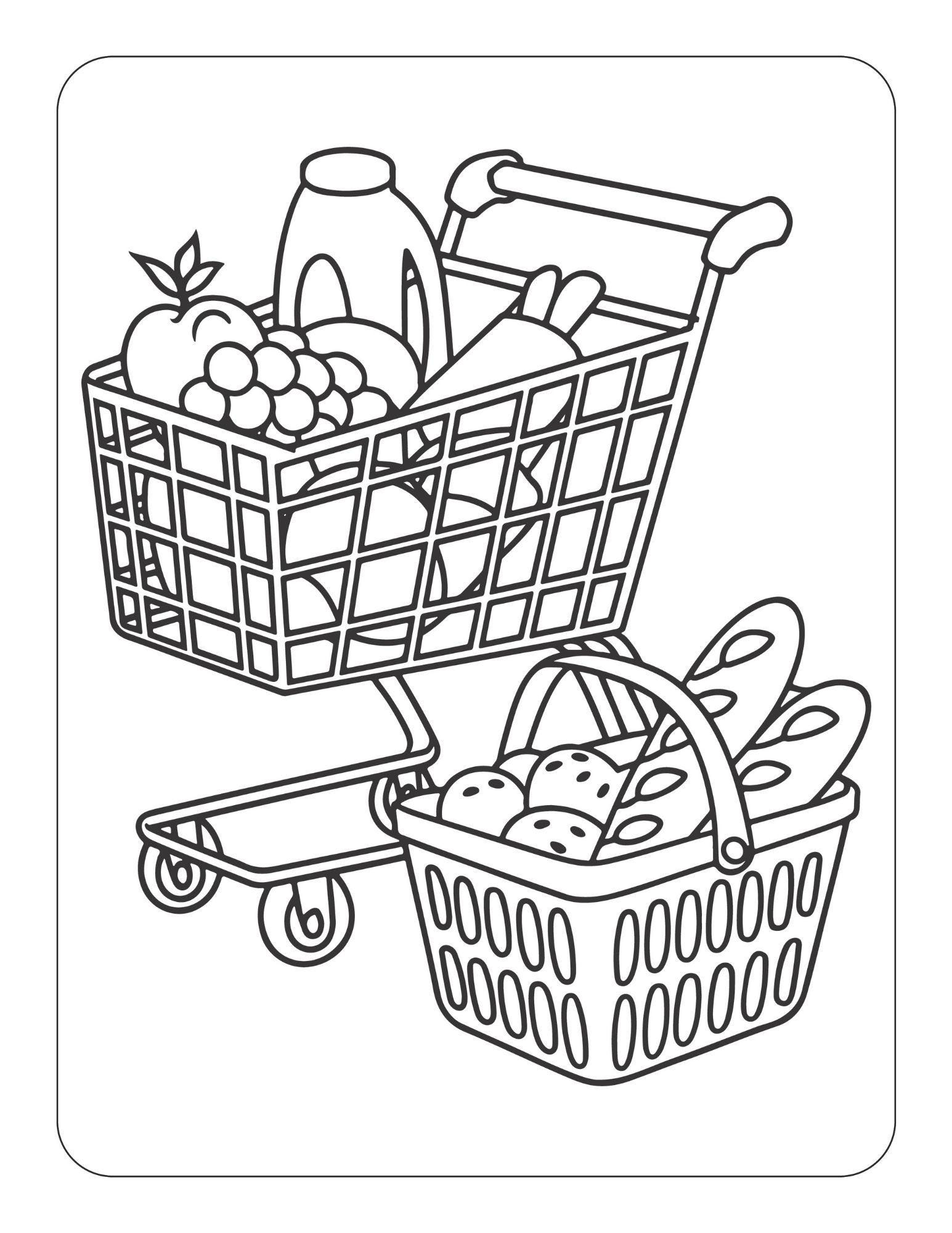 Supermarket Adventure Coloring and Activity Book: With Fun Facts, Math ...