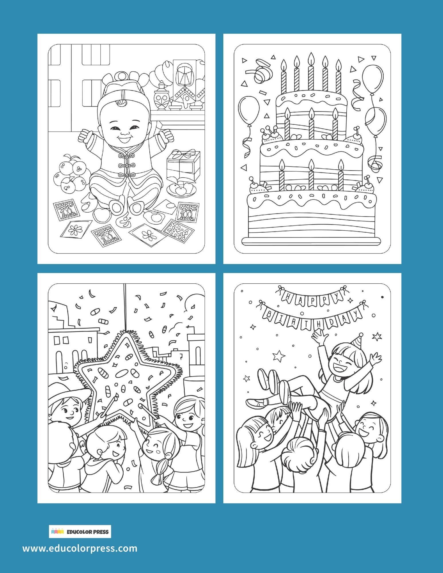 Celebrate Birthdays Around the World Coloring and Activity Book - Etsy