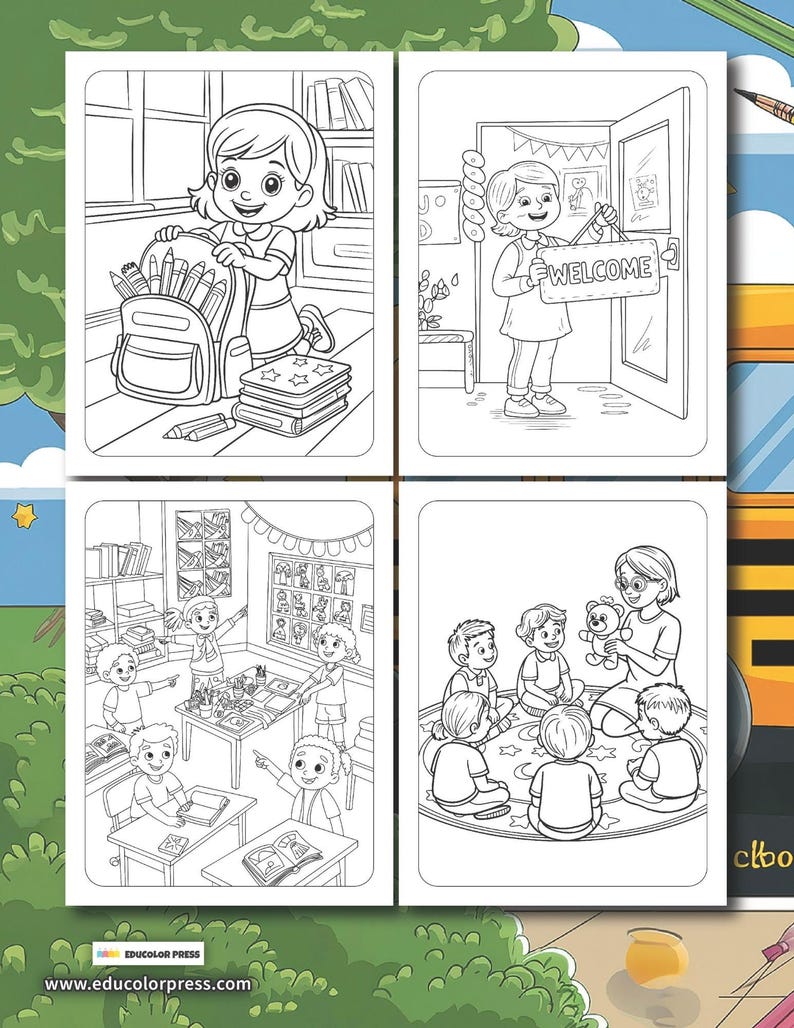 First Day of School Coloring Activity Book: Fun Facts, Maze, and Trivia ...