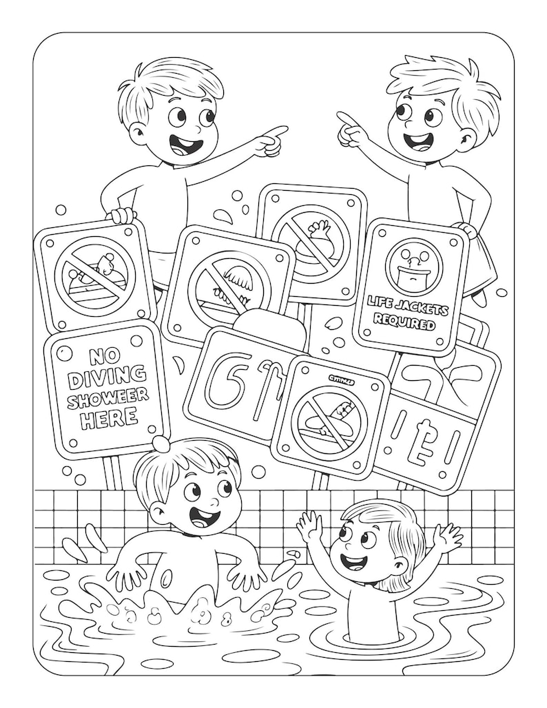Water Safety Coloring Book: AR Messages, Fun Facts & Trivia - Etsy