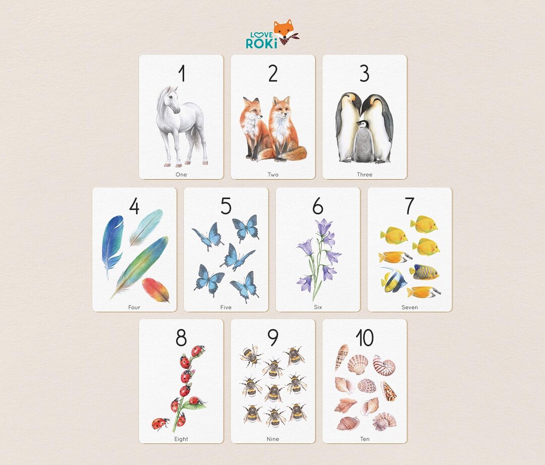 Printable Number Flashcards for Kids , Printable Watercolor Cards ...