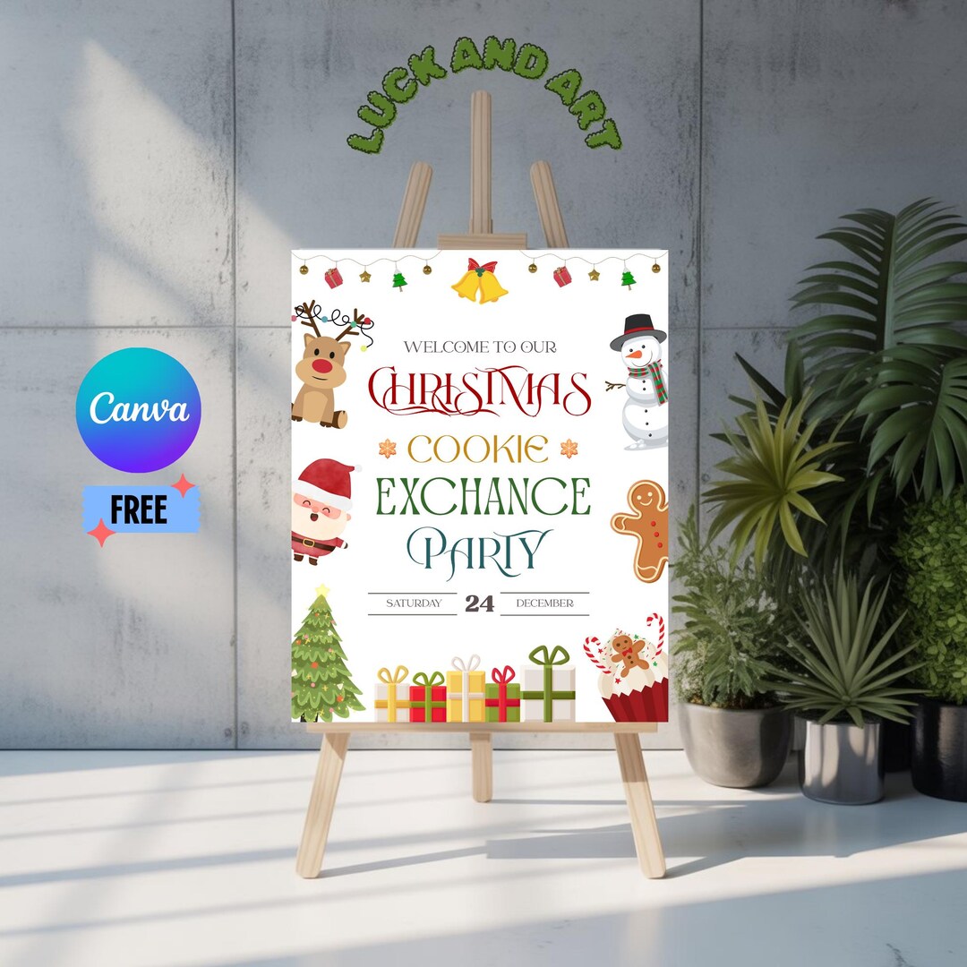 Christmas Welcome Sign | Printable Welcome Sign | Cookie Exchange Sign ...