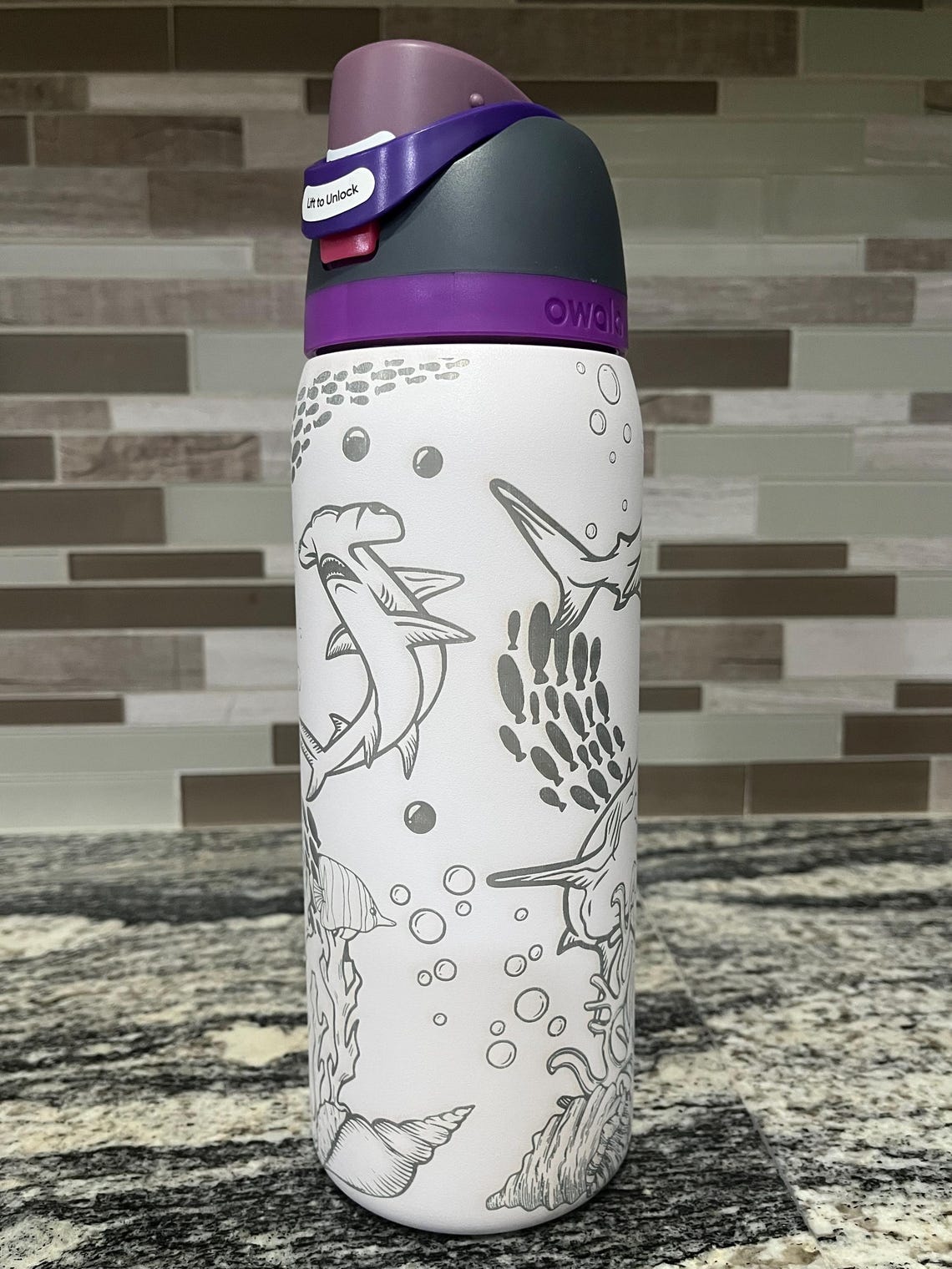 New 32oz Laser Engraved Shark Owala - Etsy