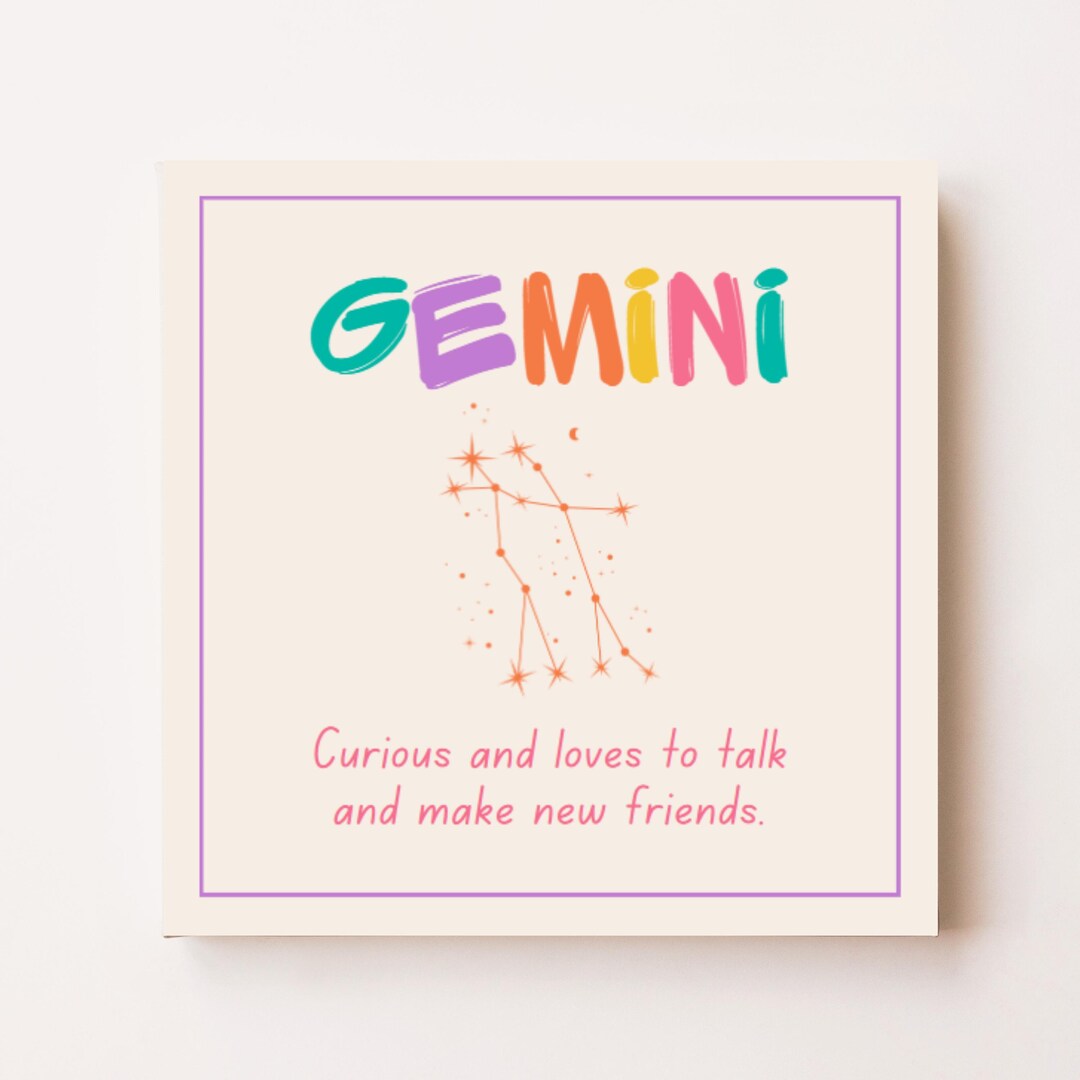 Square Gemini Rainbow Star Sign Zodiac Constellation Nursery Playroom ...