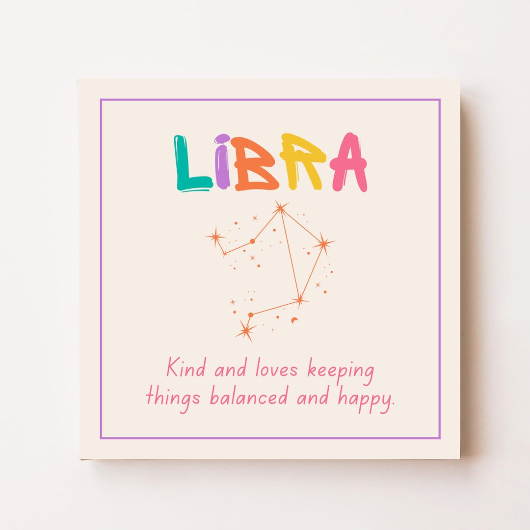Square Libra Rainbow Star Sign Zodiac Constellation Nursery Playroom ...