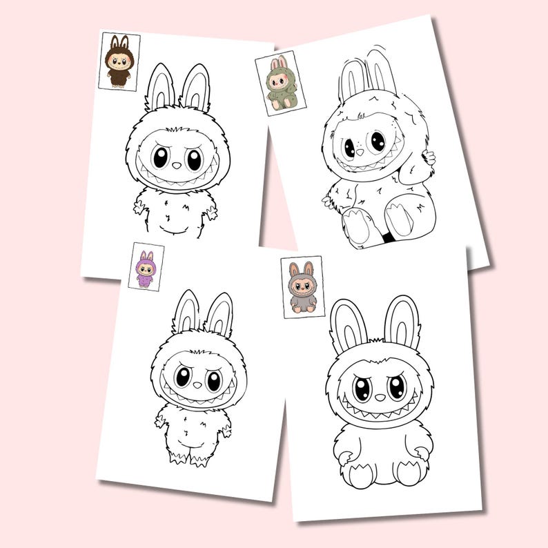 Labubu Coloring Pages | Cute Creepy Kawaii Bunny Creatures | Popmart ...