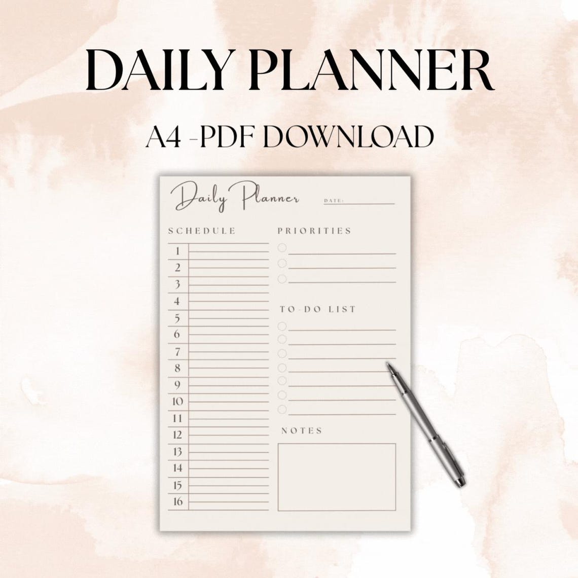 Boho Daily Planner | Printable & Digital | A4 + Tablet Size | Beige ...
