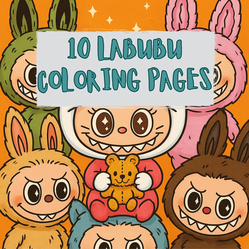 Labubu Coloring Pages | Cute Creepy Kawaii Bunny Creatures | Popmart ...