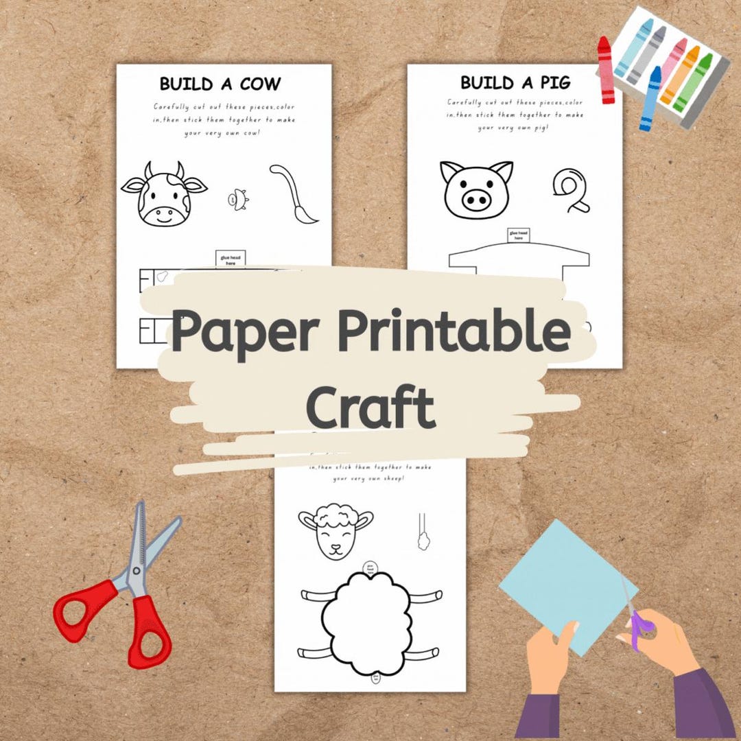 Build Your Own Farm Animals - Printable 3D Paper Craft Set (cow, Pig ...