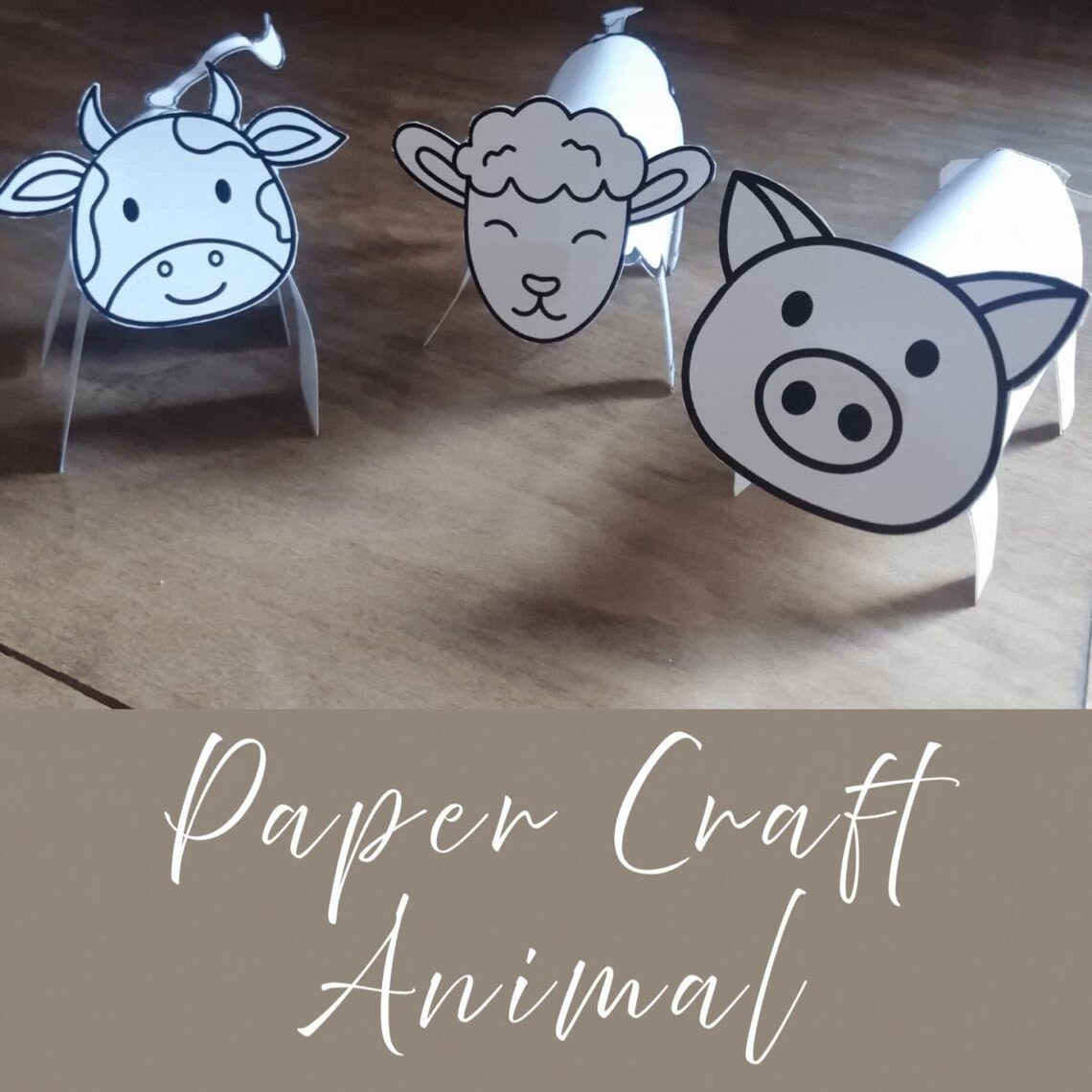 Farm Animals Paper Craft: Printable 3D Cow, Pig, Sheep (digital ...