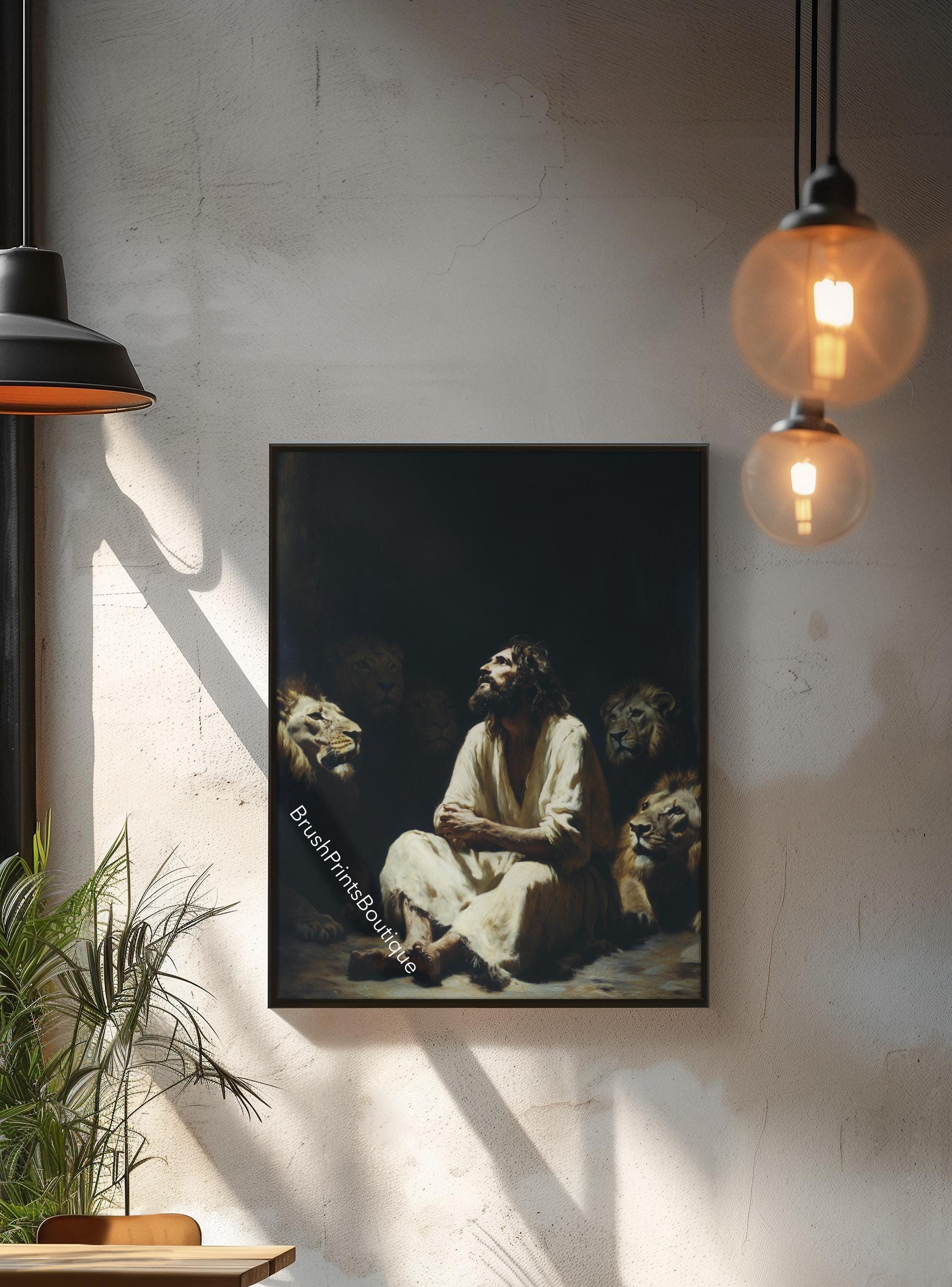 Daniel in the Lions' Den, Poster Biblical Art, Poster Christian ...