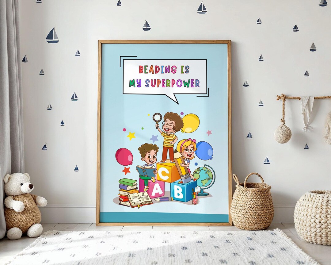 Reading is My Superpower Printable | Kids Reading Wall Art | Classroom ...