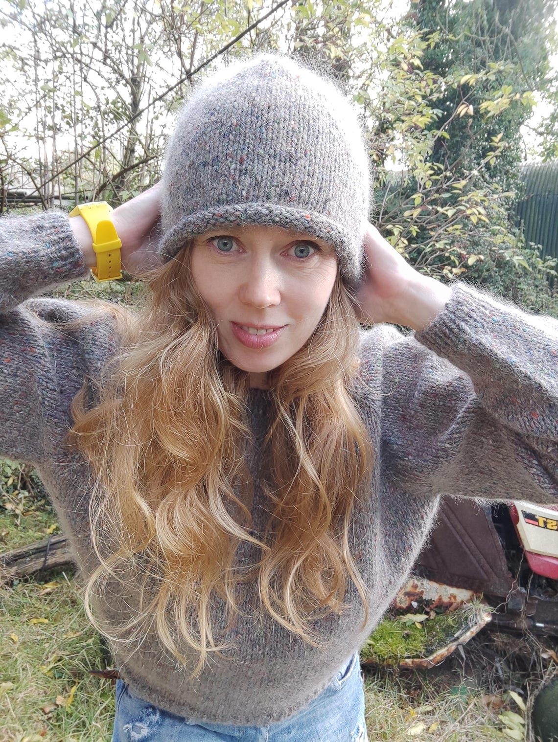 Custom Unique Design Traditional Hand Knitted Irish Aran Wool Hat Grey Confetti - Etsy