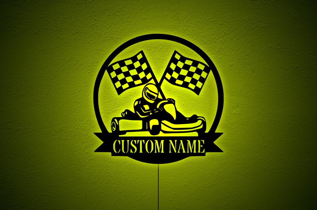 Personalized Go Kart Racing Wall Art With RGB LED Lights-custom Go Kart ...