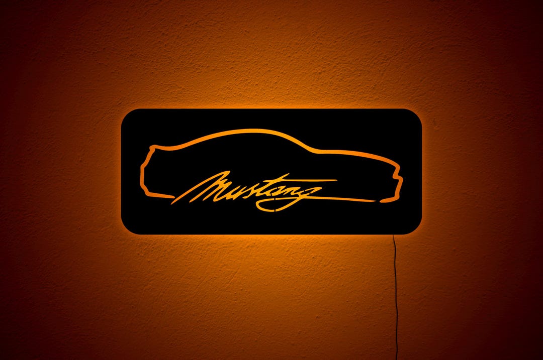 Mustang Car RGB Led Wall Sign Decor-led Light up Mustang First ...