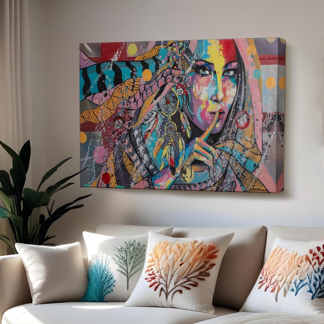 Protector Girl Portrait Oil Painting Look Decorative Canvas Wall Art ...