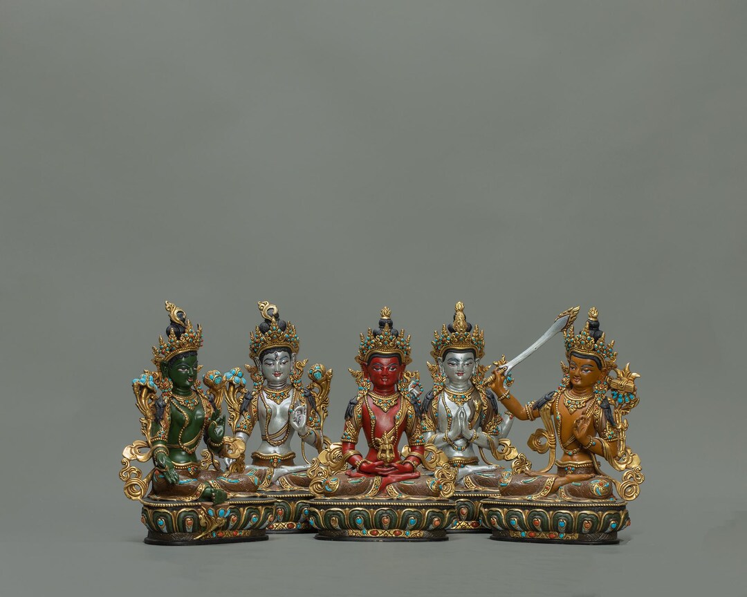 Tibetan Deity Statues: White Tara, Green Tara, Amitayus Buddha ...