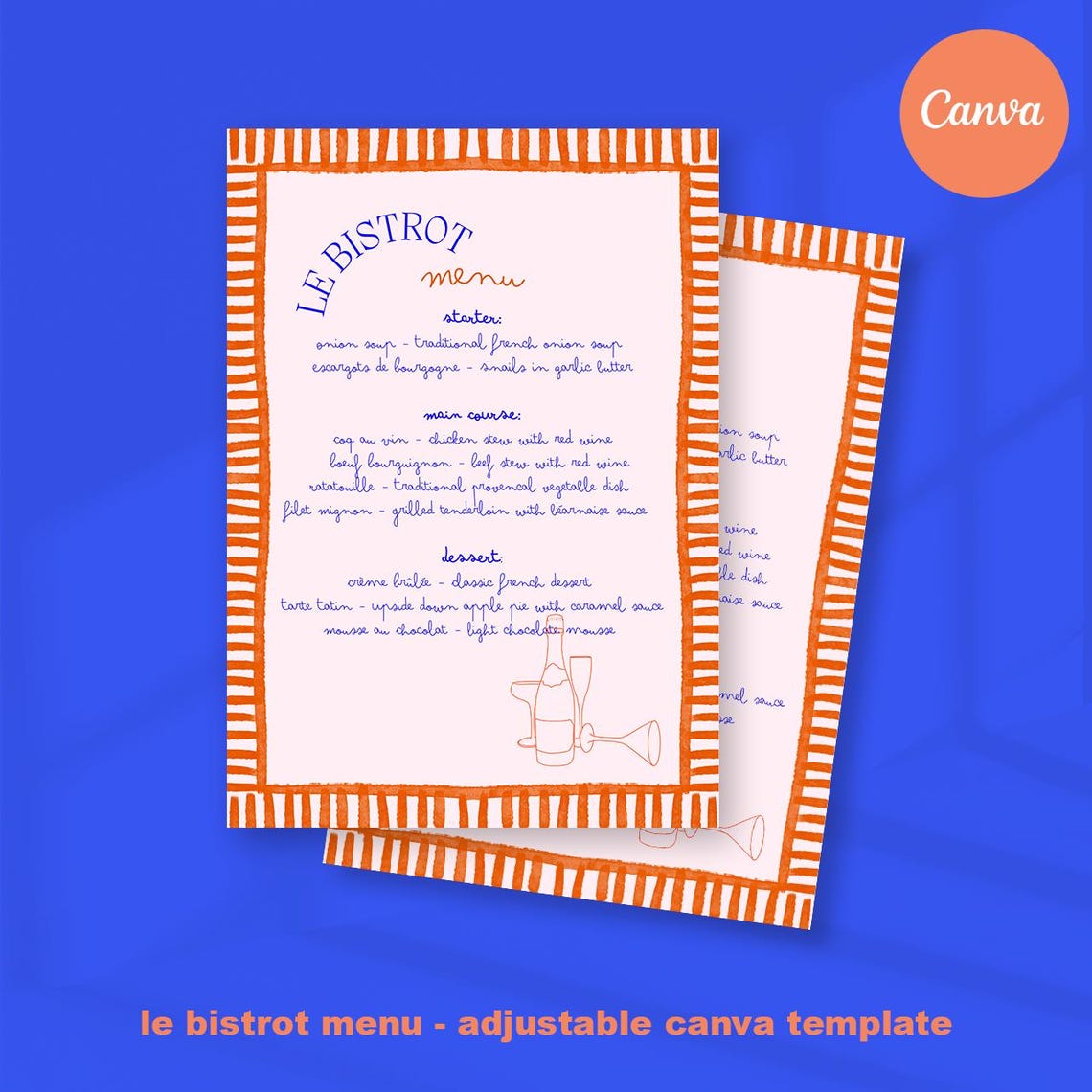 Le Bistrot Menu Card - French Menu Card - Editable Menu Card - Canva ...