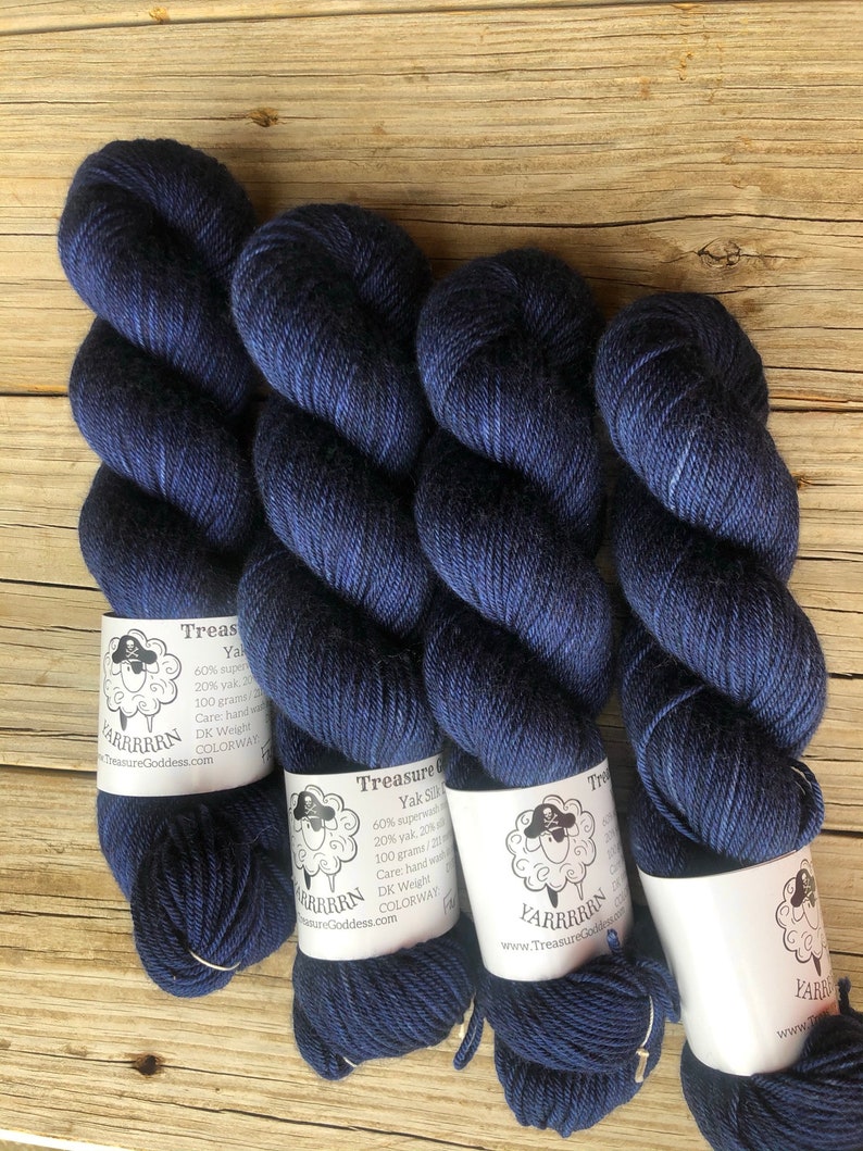 Midnight Blue, Yak Silk DK Treasures, Hand Dyed DK Yarn, Far Horizon - Etsy