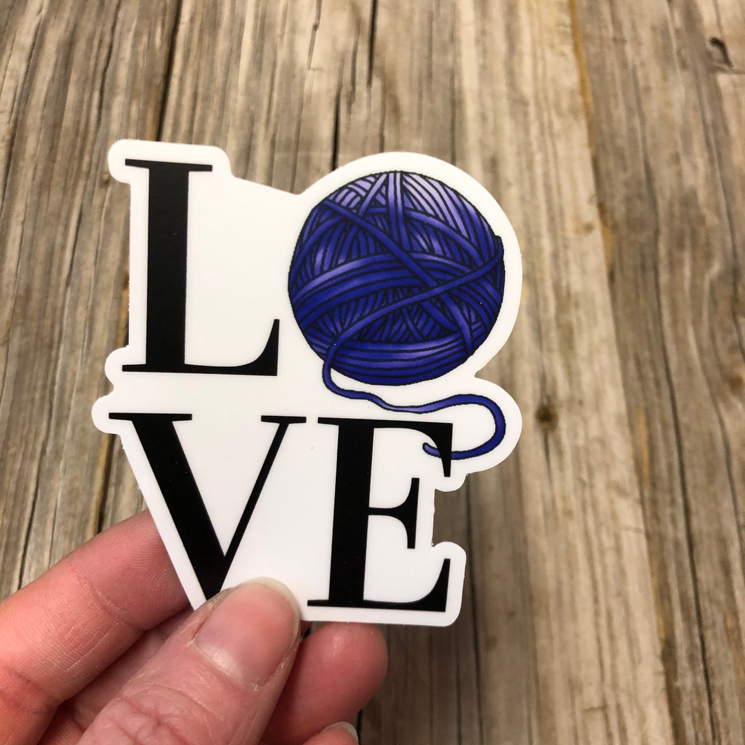 Yarn Sticker, Blue Pink Orange Yarn Stickers, Vinyl Decal, Yarn Love - Etsy