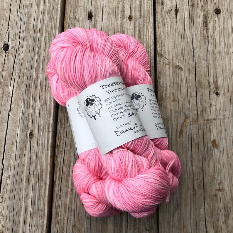 Hand Dyed Sock Yarn, Pink, Damsel in Distress, Treasured Toes Sock Yarn ...