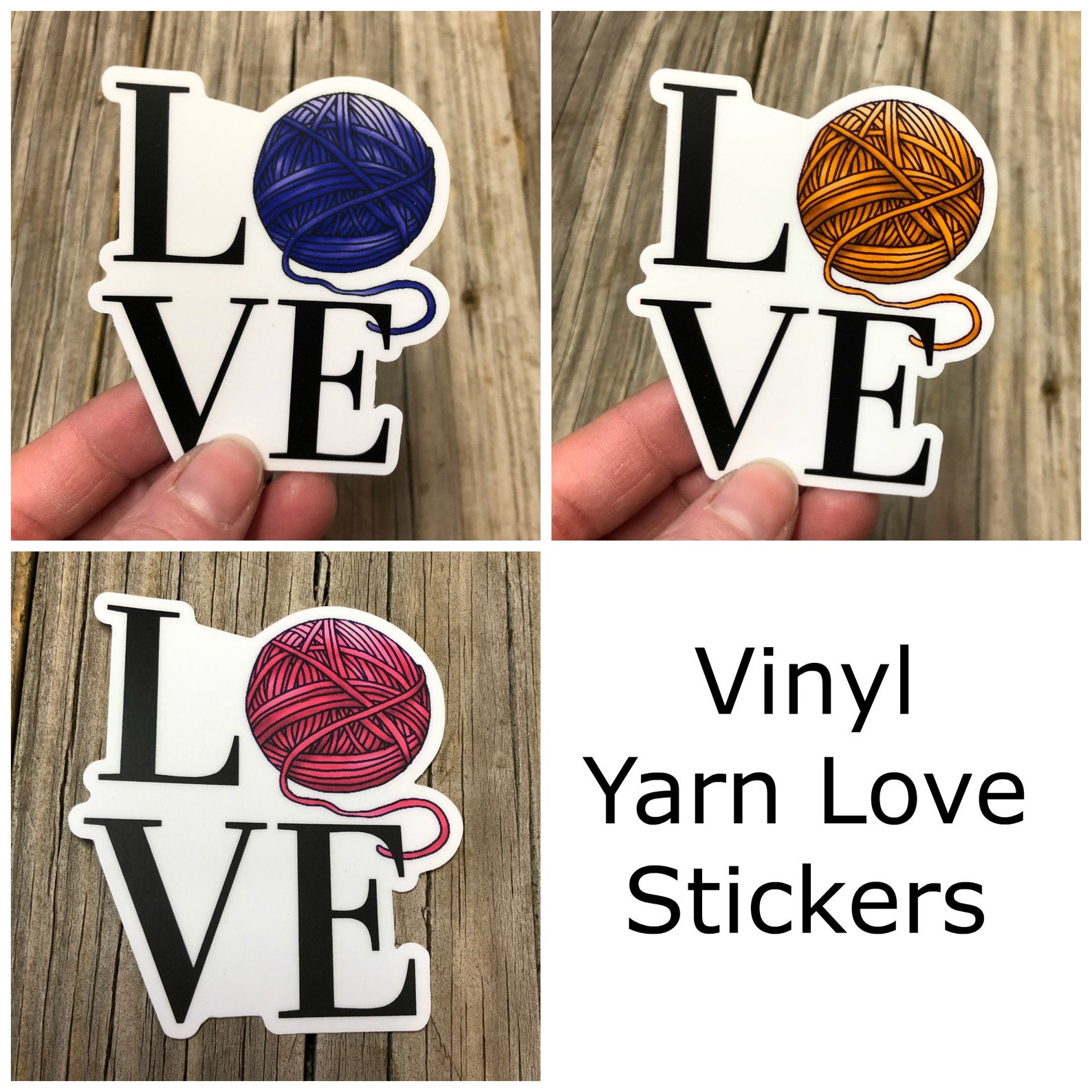 Yarn Sticker, Blue Pink Orange Yarn Stickers, Vinyl Decal, Yarn Love - Etsy
