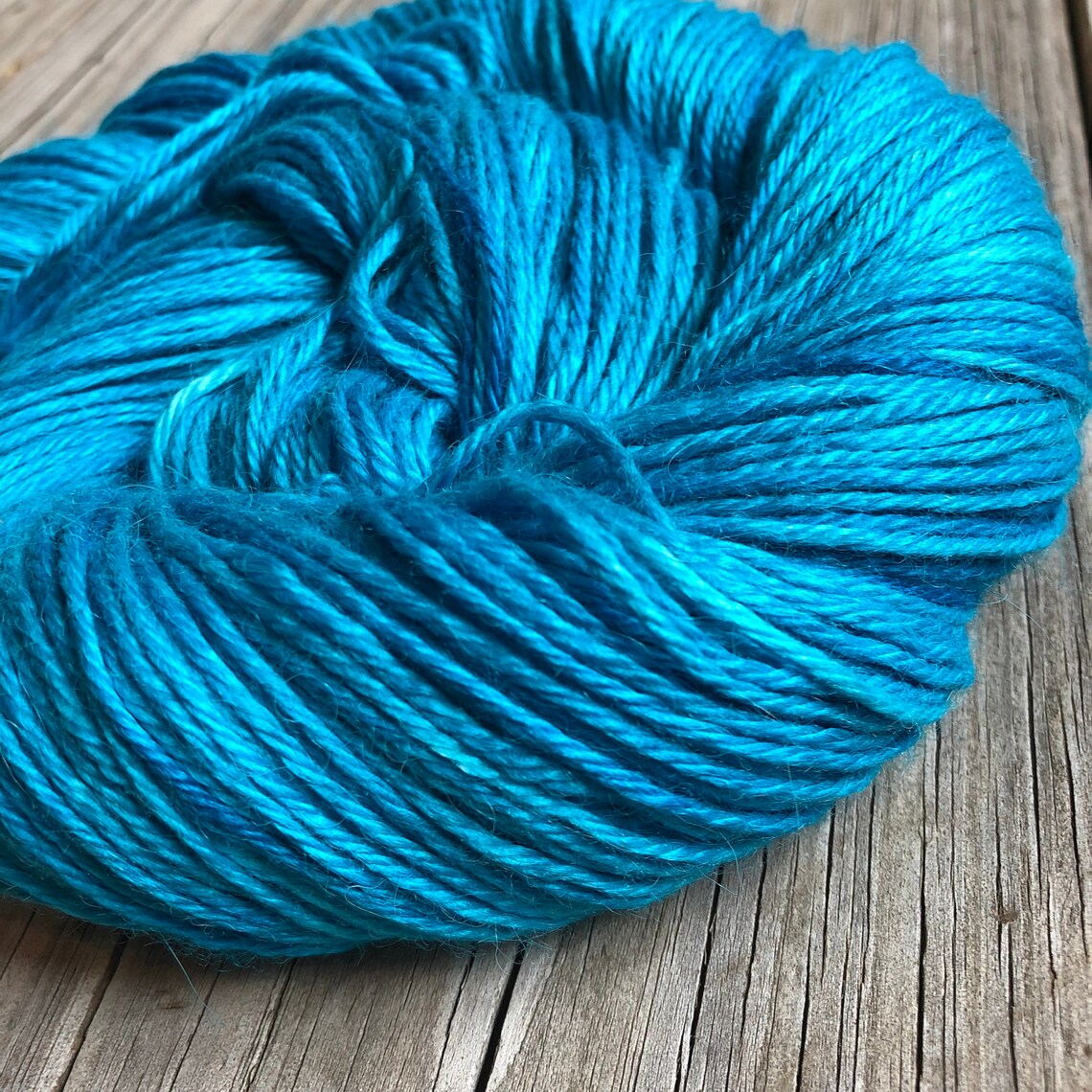 Turquoise Blue Cashmere Silk Alpaca Yarn Hand Dyed DK Yarn - Etsy