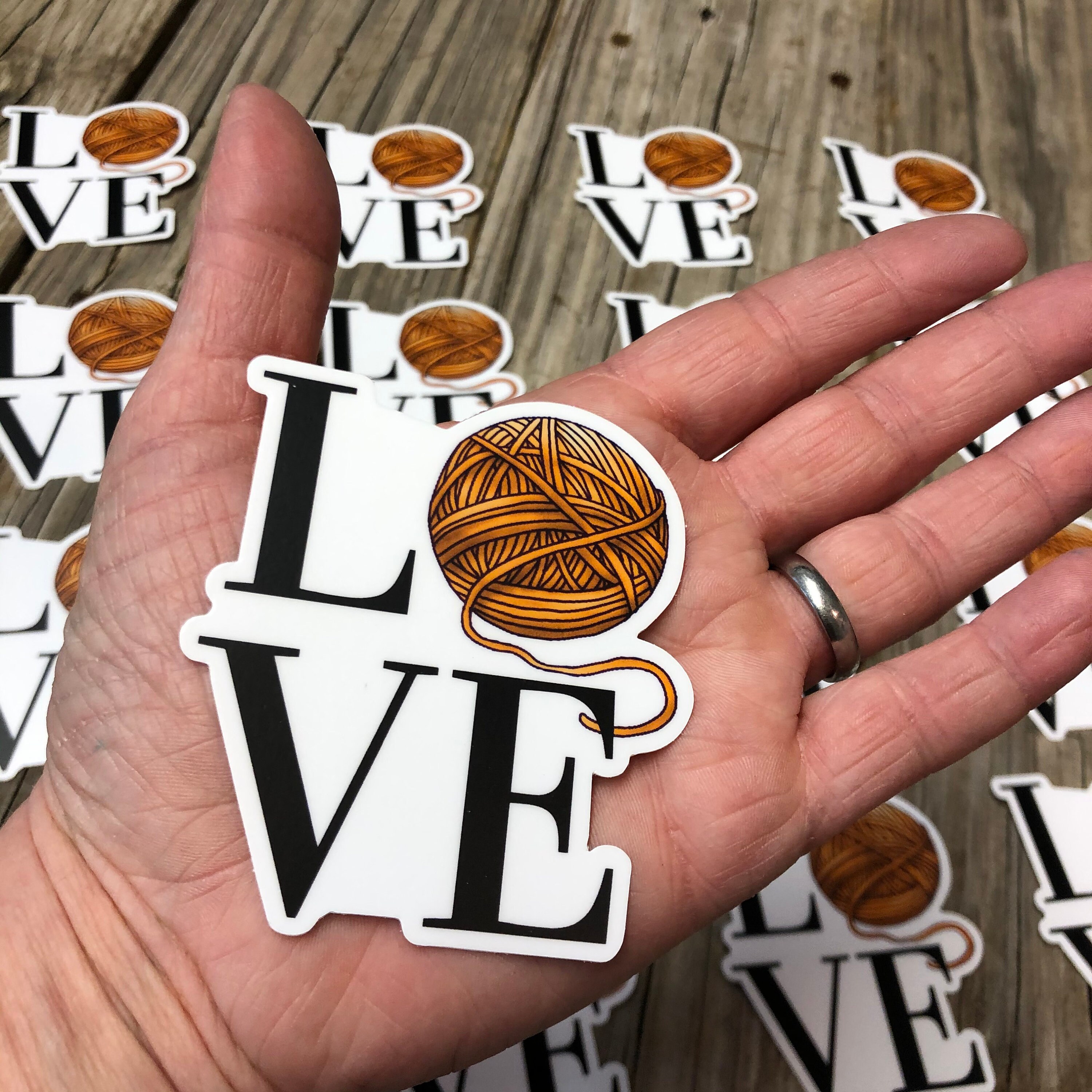 Yarn Sticker, Blue Pink Orange Yarn Stickers, Vinyl Decal, Yarn Love - Etsy