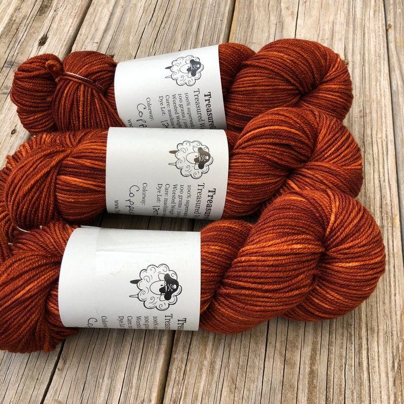 Copper Hand Dyed Worsted Weight Yarn Copper Cove Treasured | Etsy