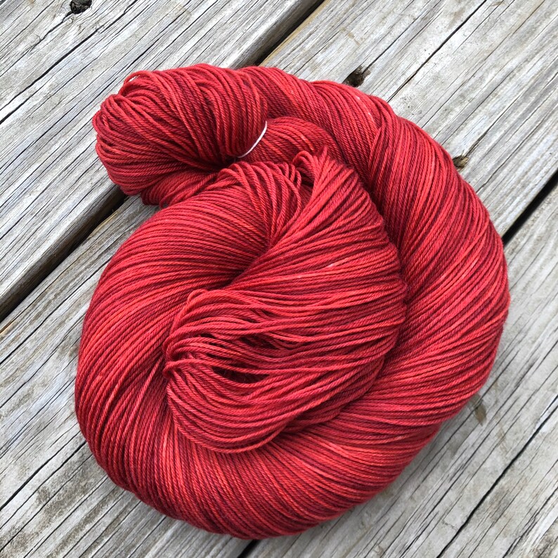 Hand Dyed Red Sock Yarn, Crimson Red Yarn, Ruby Daggers, Treasured Toes ...