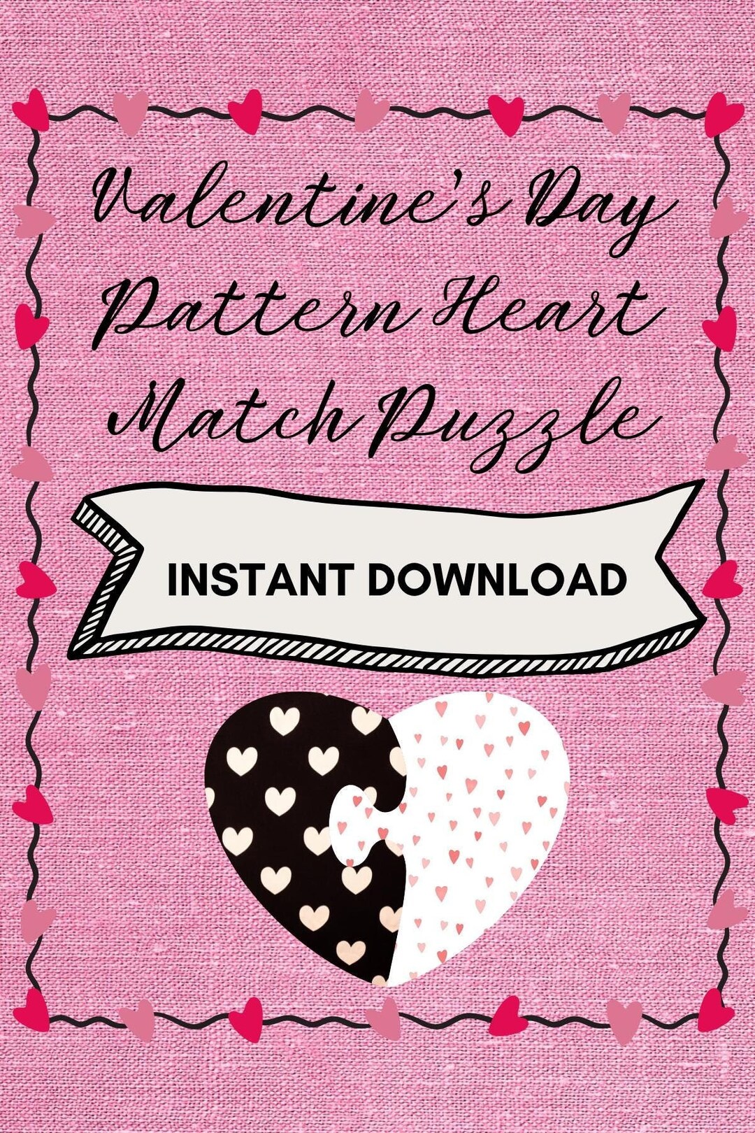 Toddler Pattern Heart Matching Puzzle Instant Download - Etsy