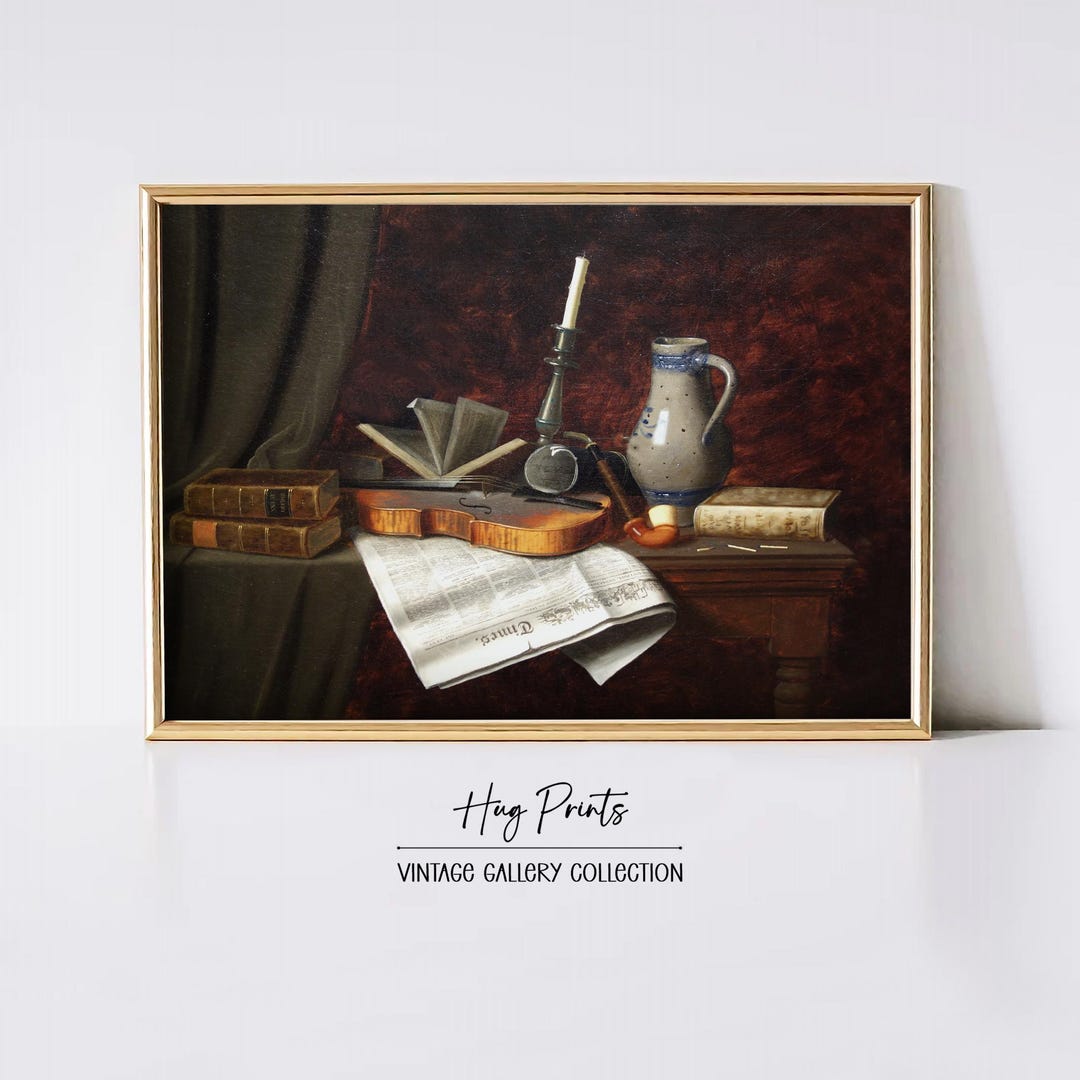 Still Life Violin and Music Print, Vintage Moody Violin Fine Art ...