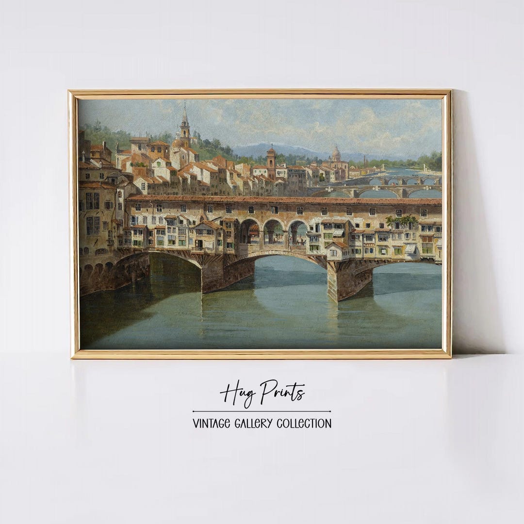 Ponte Vecchio Vintage Printable Artwork, Elegant Florence Painting ...
