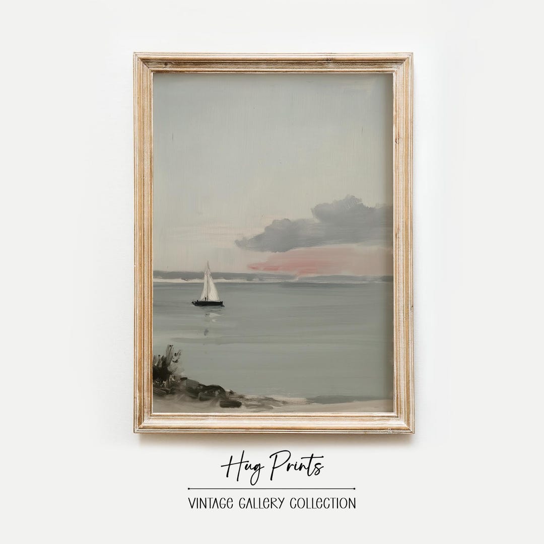 Vintage Sail Boat Poster, Nautical Wall Decor, Seaside Coastal Living ...