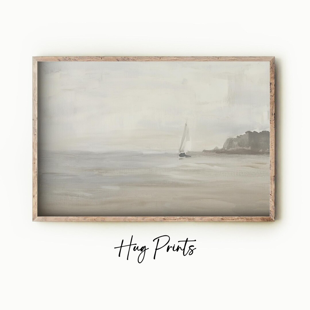 Muted Sailboat Watercolor Painting, Nautical Decor, Vintage Nautical ...