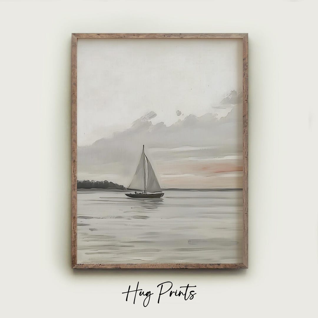 Vintage Sail Boat Poster, Nautical Wall Decor, Seaside Coastal Living ...