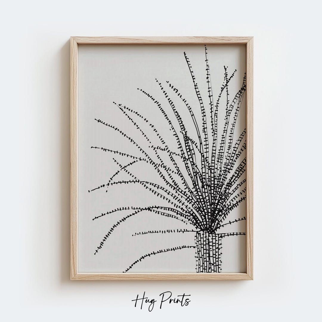 California Yucca Black and White Digital Printable Illustration, Plant ...