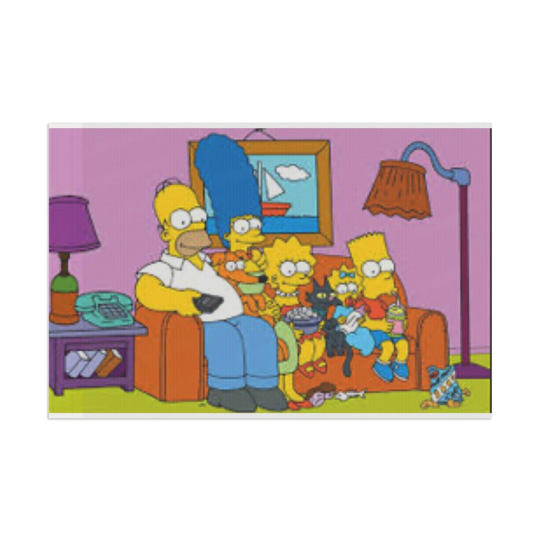 The Simpsons Tapestry, Funny Pop Culture Wall Art, Cartoon Family ...
