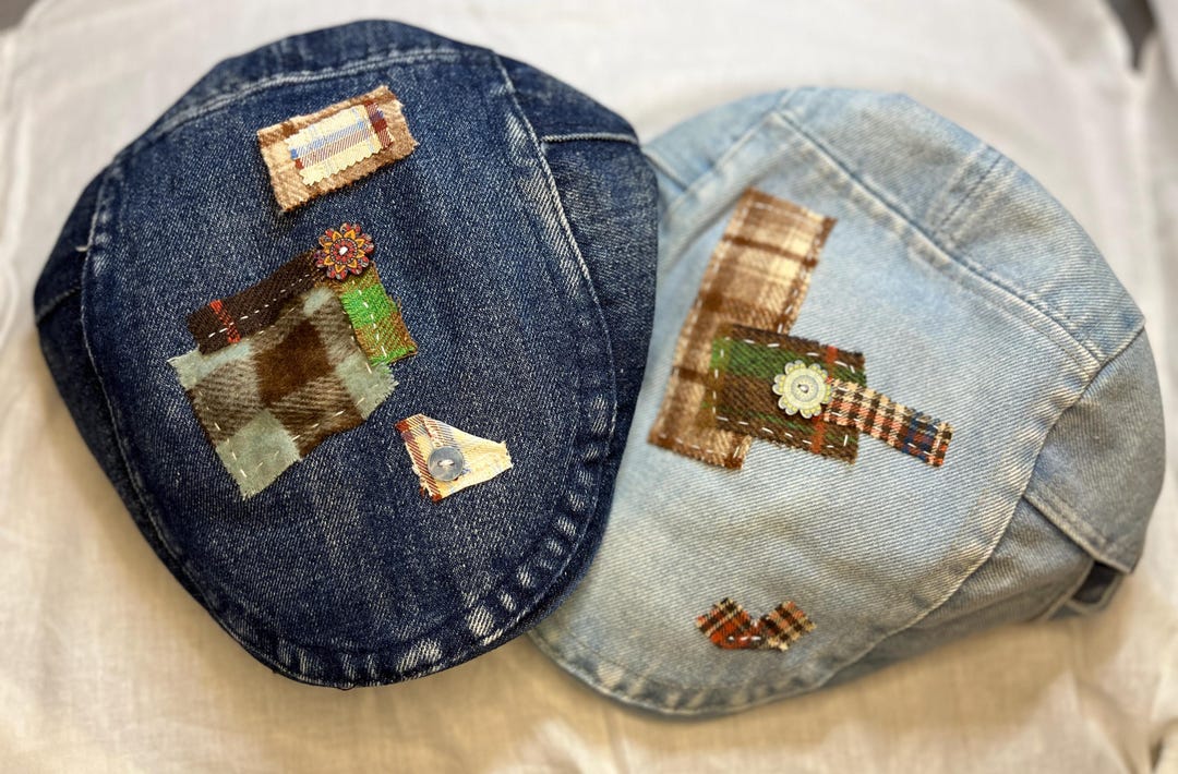Unique Hand-sewn Patchwork Denim Caps Holiday Gift Unique Handmade ...