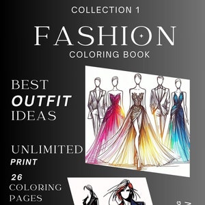 Fashion Coloring Page - Libro Para Colorear De Moda, Glam Y Casual, 26 ...