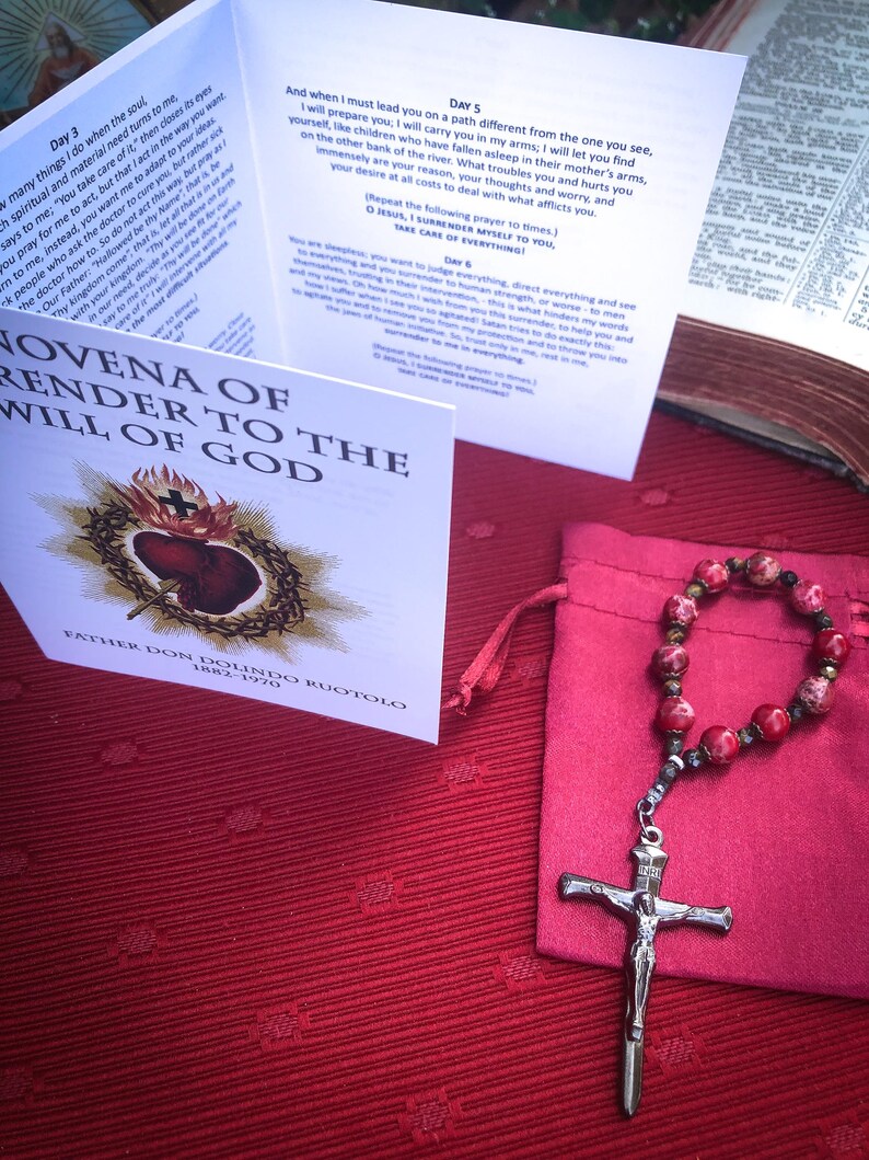 Surrender Novena Chaplet | Red Sea Sediment Beads, Gunmetal Crucifix - Etsy