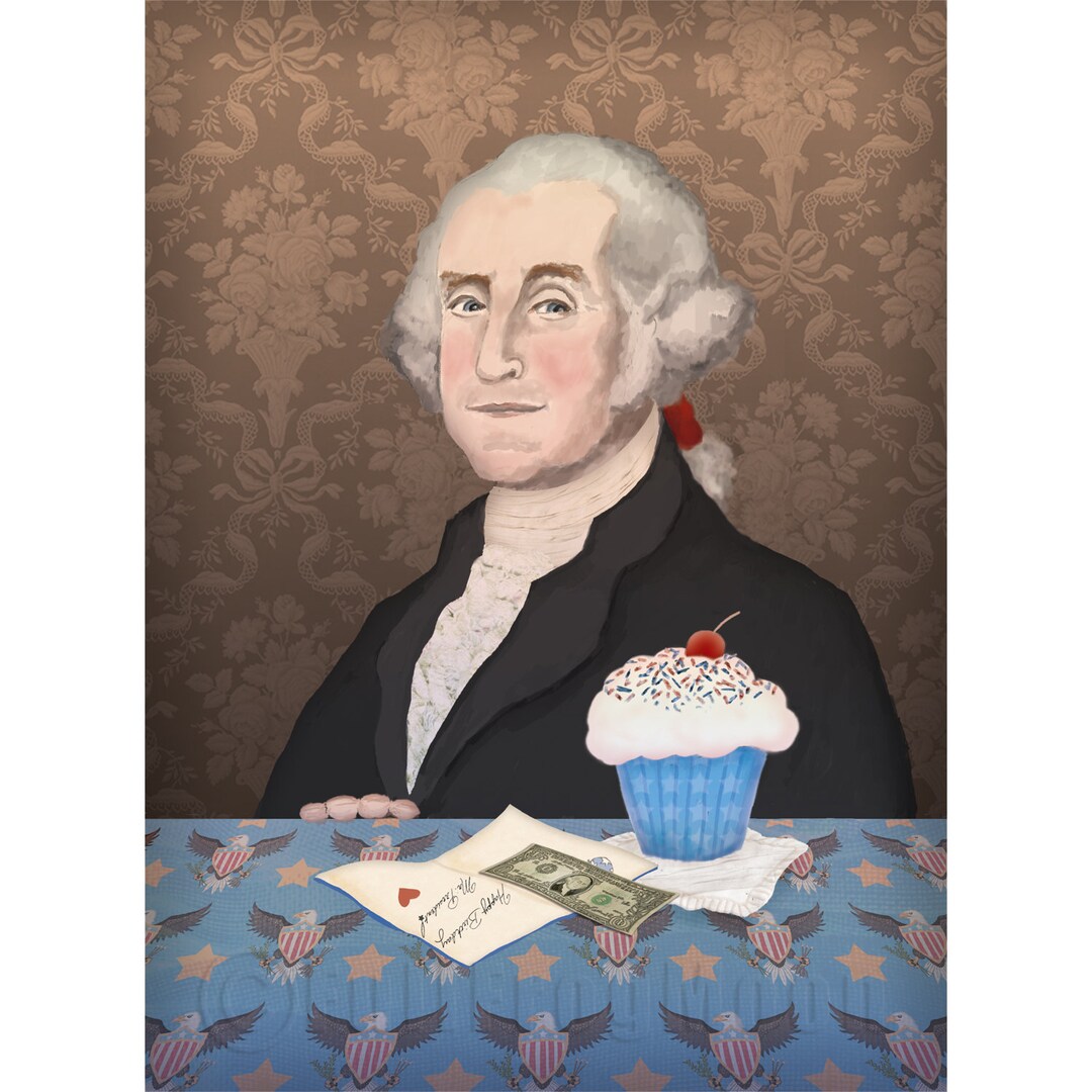 Happy President’s Day! George Washington With Cupcake Mini Print - Etsy
