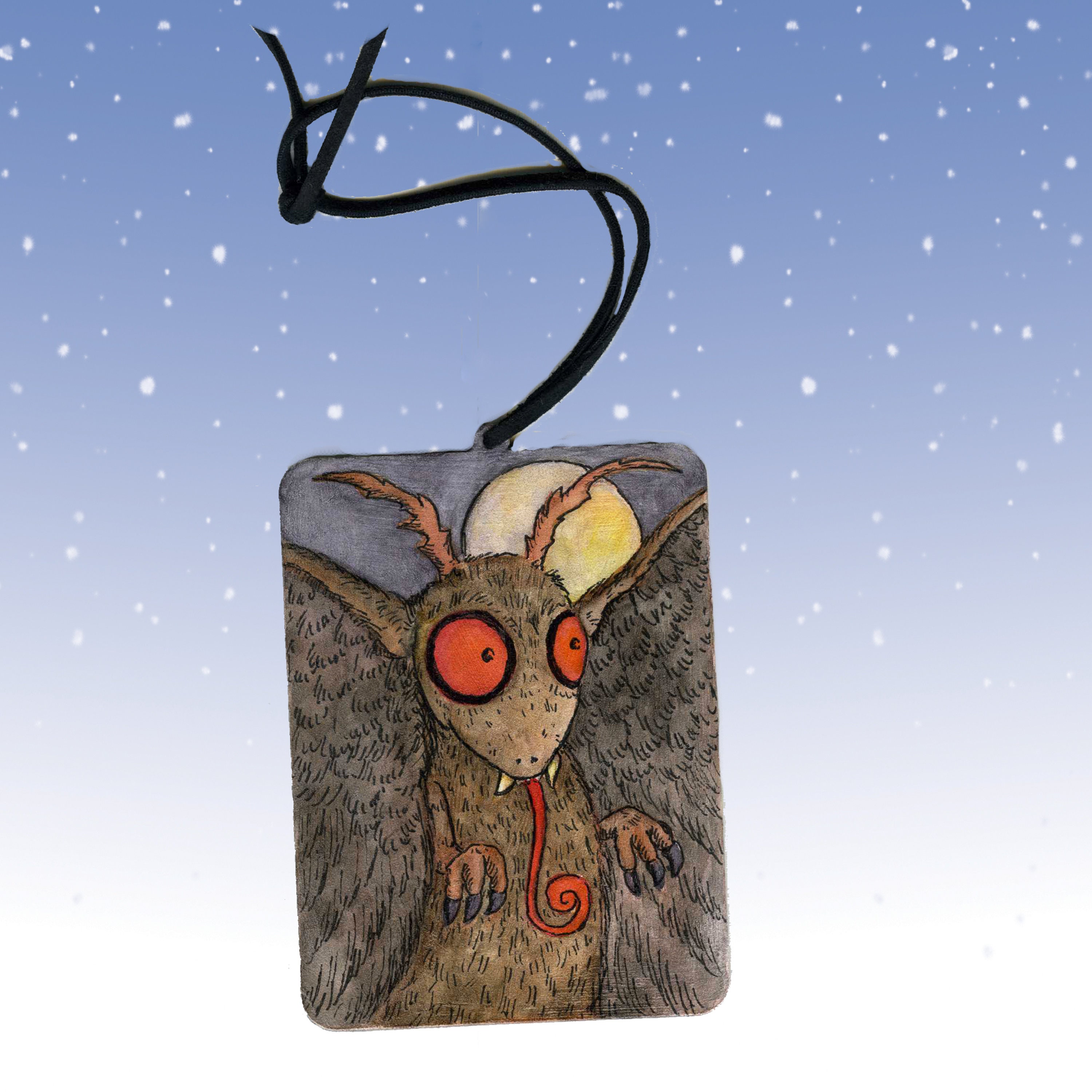Mothman in the Moonlight Hand-painted Wood Ornament - Etsy